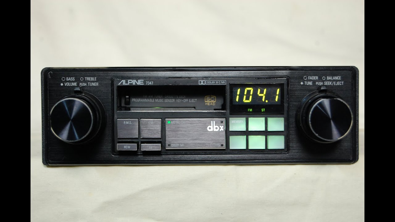 Vintage Alpine 7347 AM/FM cassette car stereo Dolby B/C/dbx - YouTube