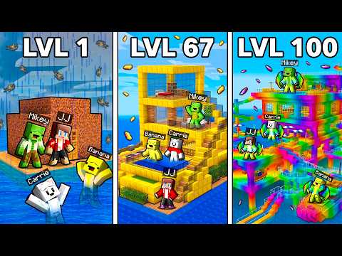 JJ and Mikey and Friends: POOR to OP OCEAN House EVOLUTION in Minecraft - Maizen