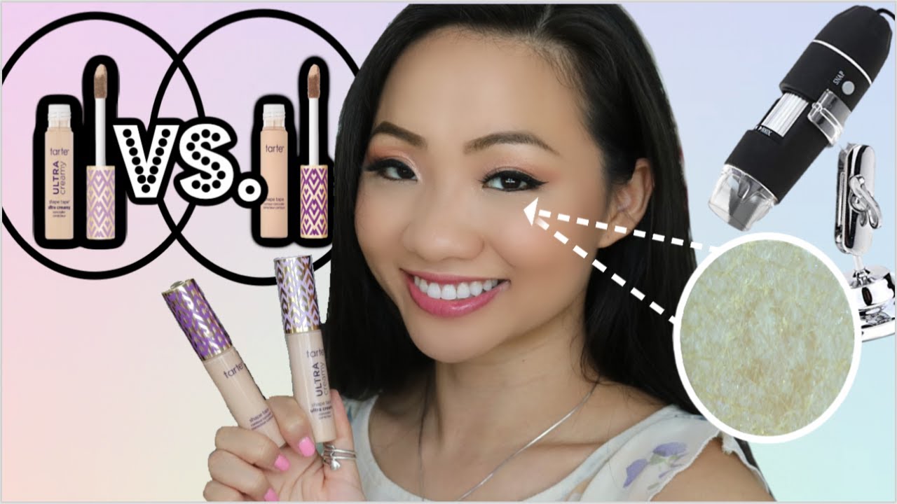 Compare TARTE SHAPE TAPE CONCEALER Under MICROSCOPE ! Maimoments - YouTube