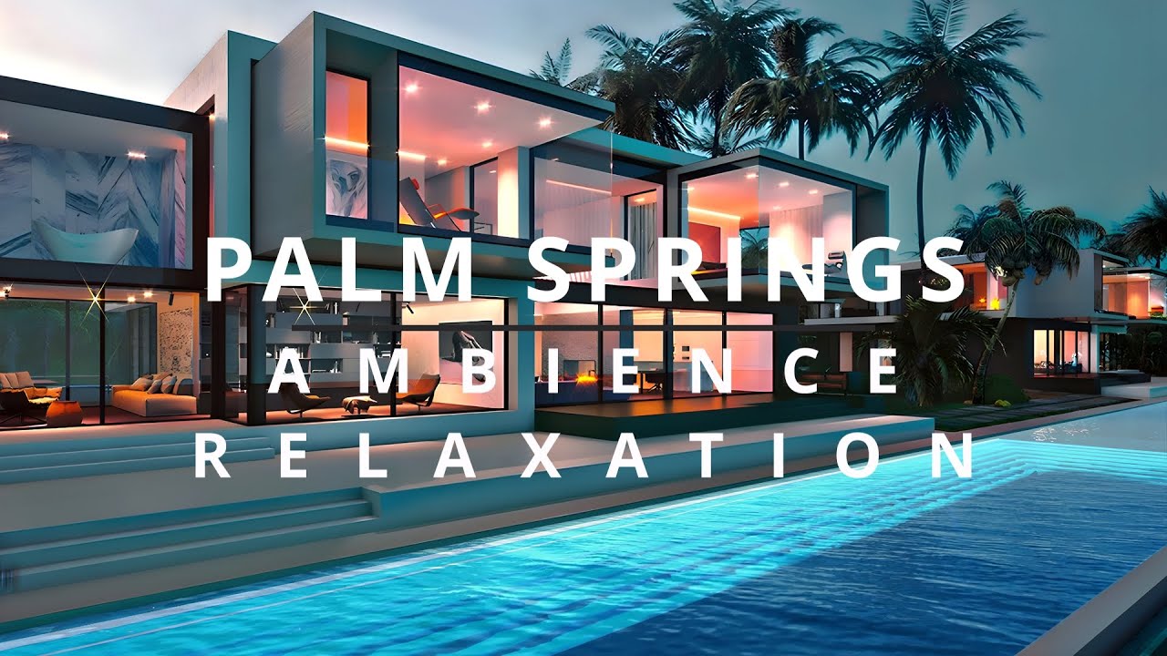 Soothing Water Sounds, Calm Palm Springs Mansion Relaxation | Pool ...