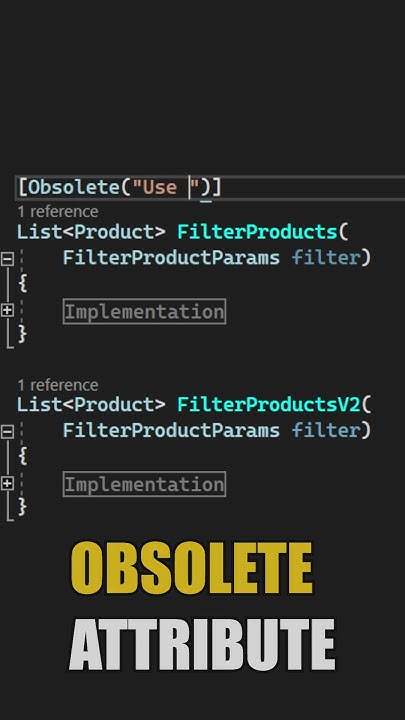 How To Deprecate Methods With Obsolete Attribute #shorts - YouTube
