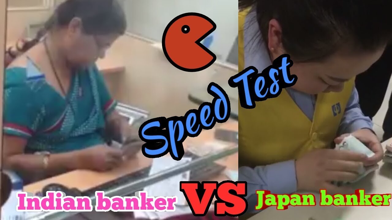 Indian bank cashier speed VS Japan bank cashier speed speechless ...