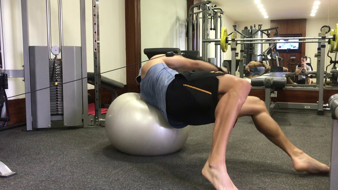 Swiss Ball Cable Rotations - YouTube
