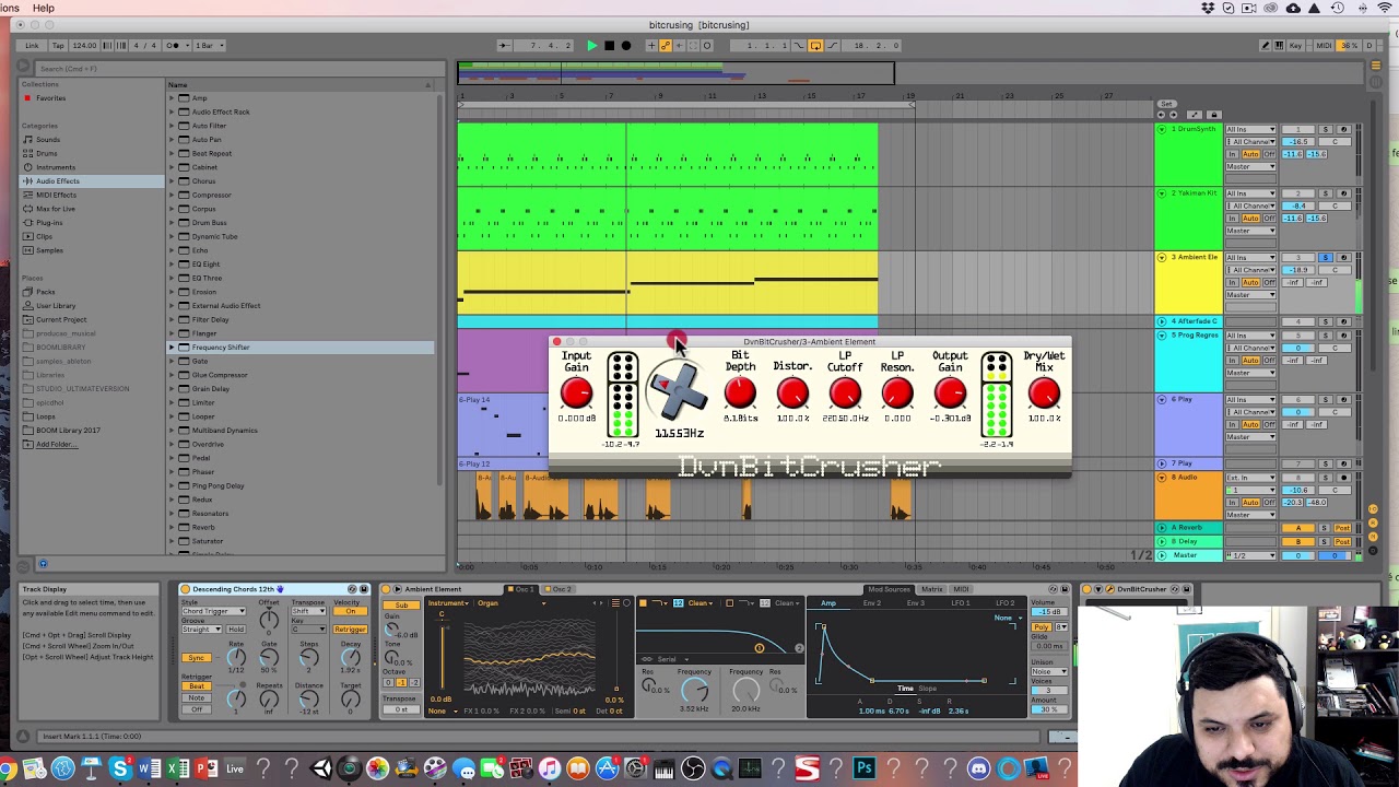 Usando plugin grátis de BitCrusher para synths e voz simulando 8 bits ...