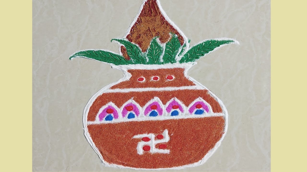 Coconut pot rangoli designs for Festivals. - YouTube