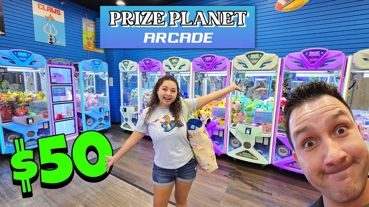 $50 Challenge at a NEW Claw Machine Arcade near us! - Prize Planet ...