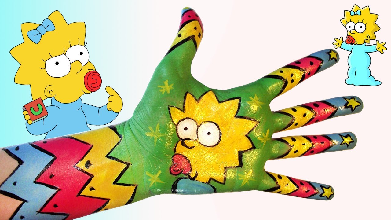 The Simpsons Coloring Pages for kids / Body Paint Learning Video for ...
