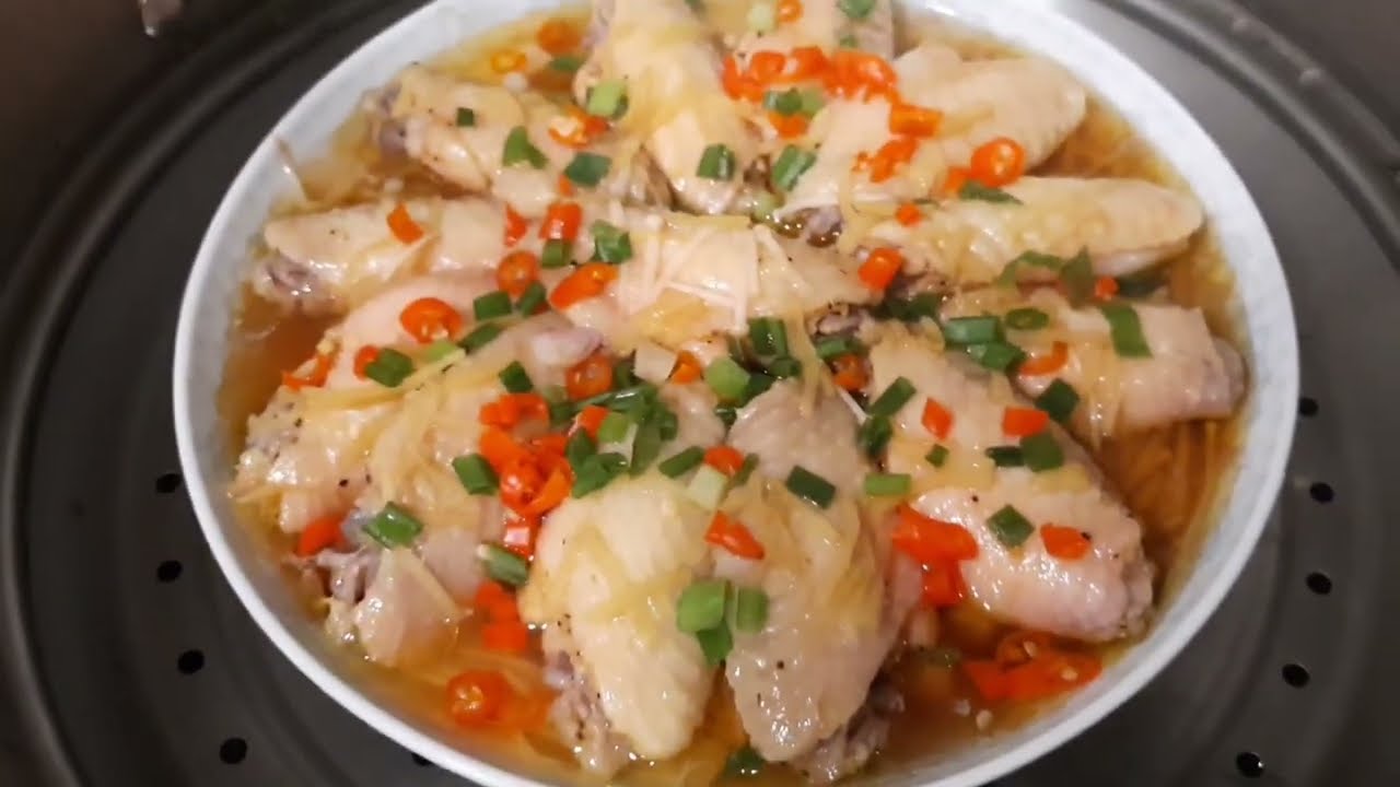 steam chicken wings with enoki mushroom - YouTube