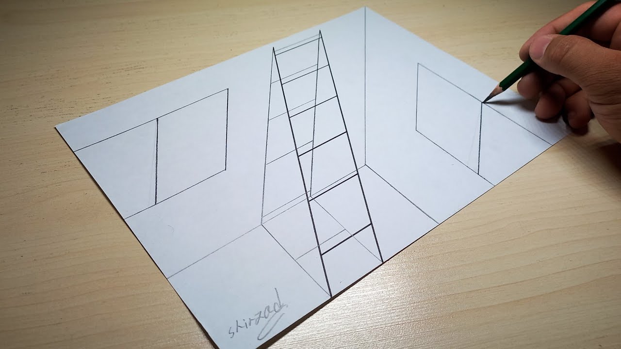 how to draw a 3D ladder drawing | easy 3d drawing for kids | easy ...