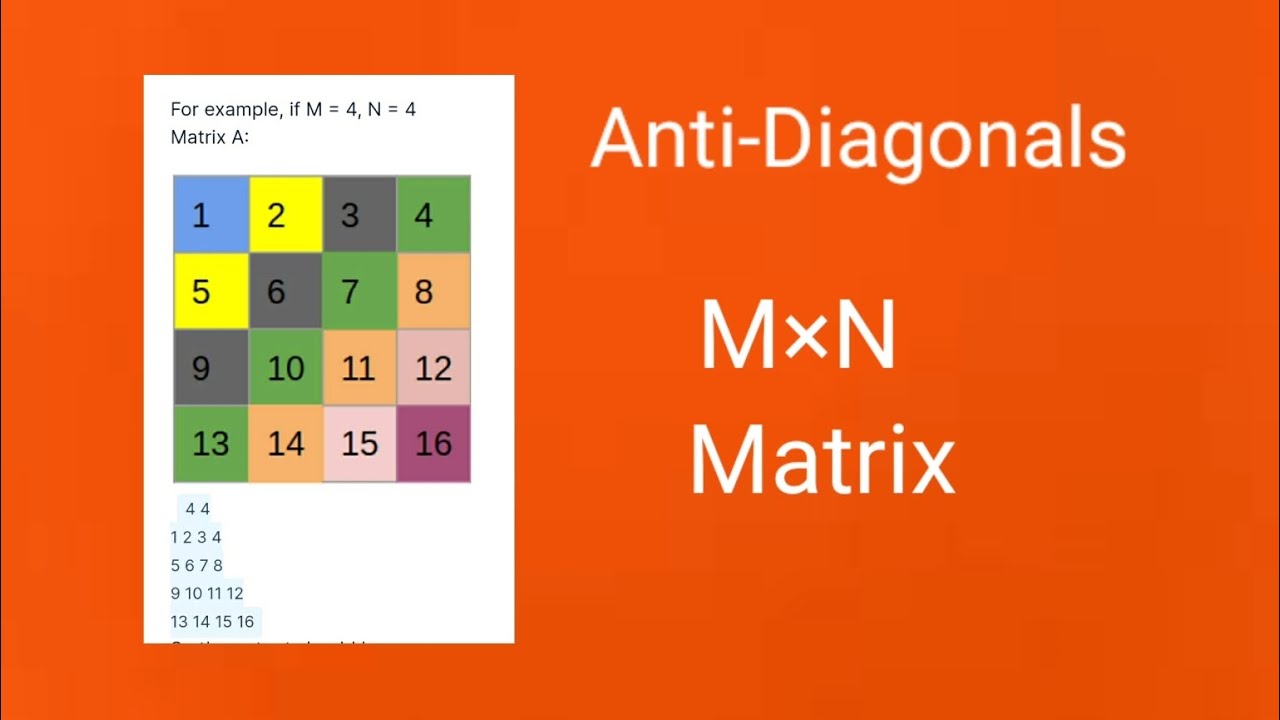 Anti Diagonals In Matrix Ccbpnxtwave Youtube
