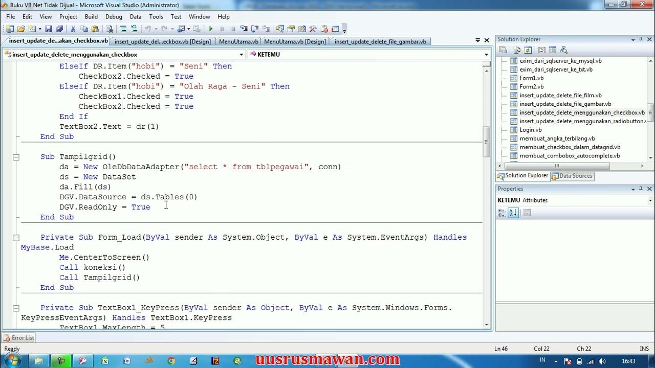 how to insert update delete using checkbox with vb net - YouTube