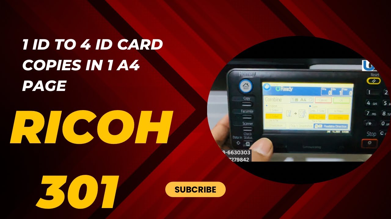 Ricoh 301 1id to 4id card copies on one page - YouTube