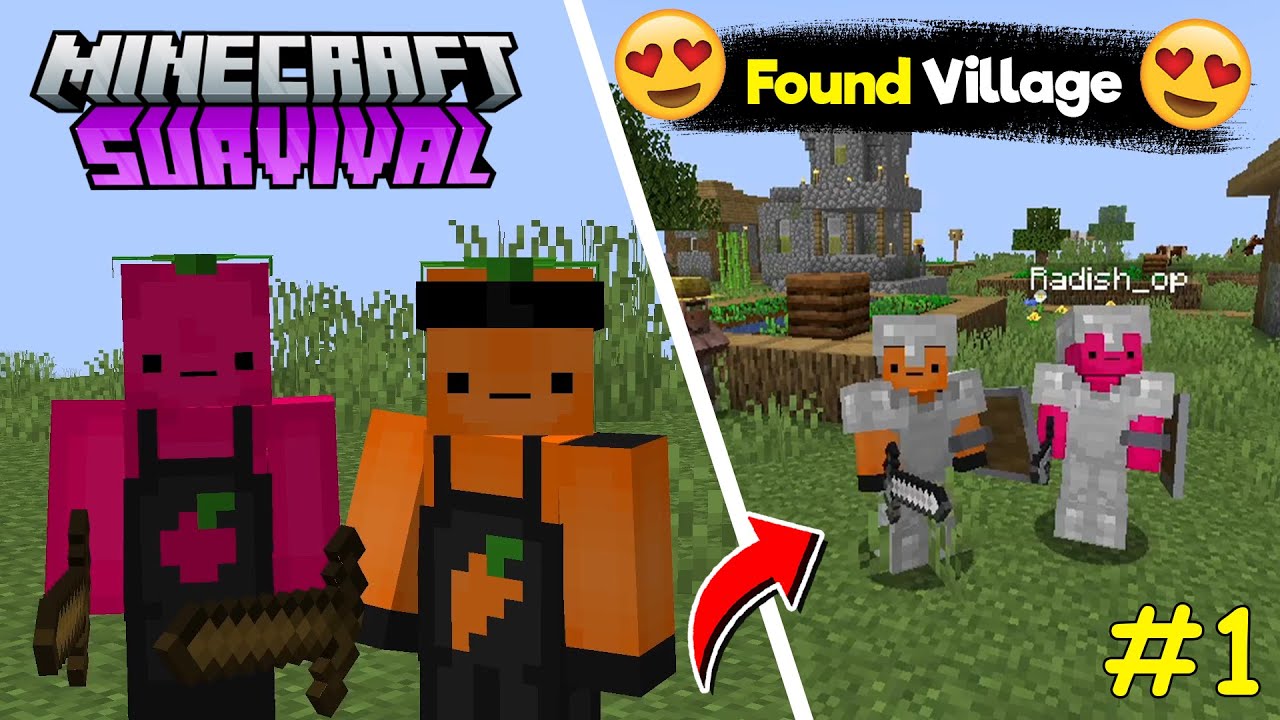 We Found Village!!😍😍 | Minecraft Survival Episode-1 | Carrot & Radish ...