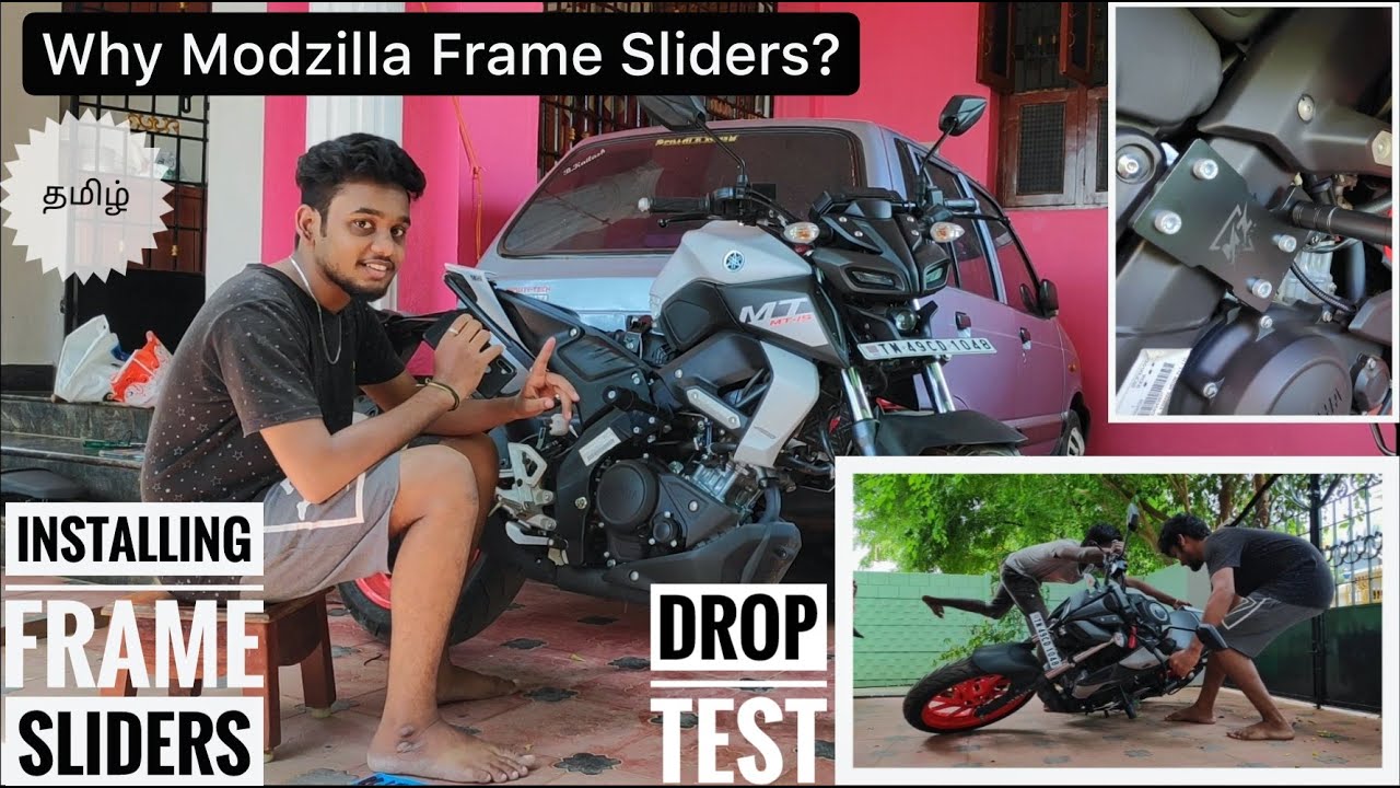 Installing Frame Sliders On Yamaha MT15 || Modzilla Frame Sliders ...
