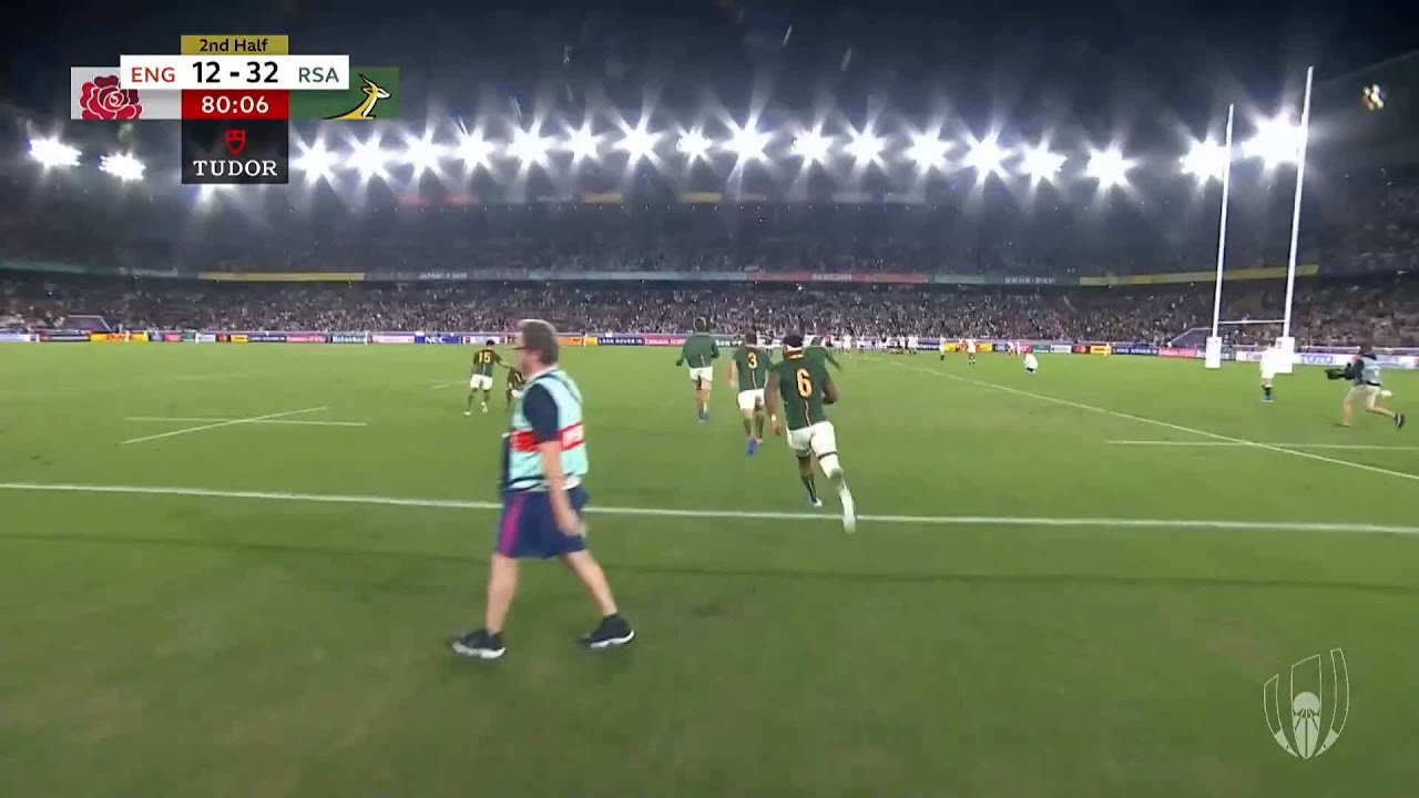 South Africa bench runs onto pitch after winning Rugby World Cup - YouTube