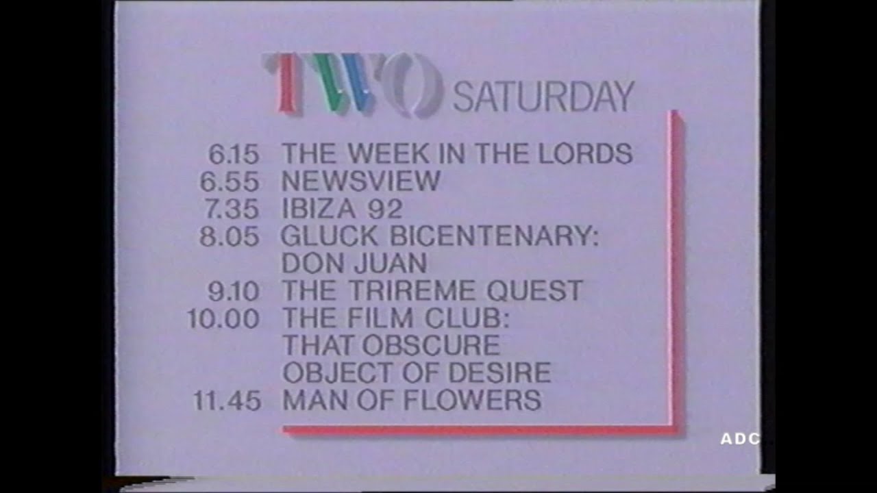 BBC2 PIF, link announcer Peter Bolgar & menu (part) 4th December 1987 ...