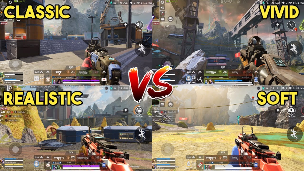 CLASSIC VS VIVID VS REALISTIC VS SOFT GRAPHICS | APEX LEGENDS MOBILE ...