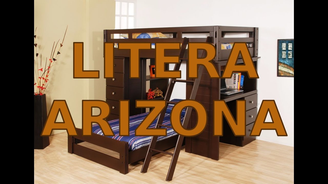 Litera individual con cajones y escritorio Arizona - YouTube