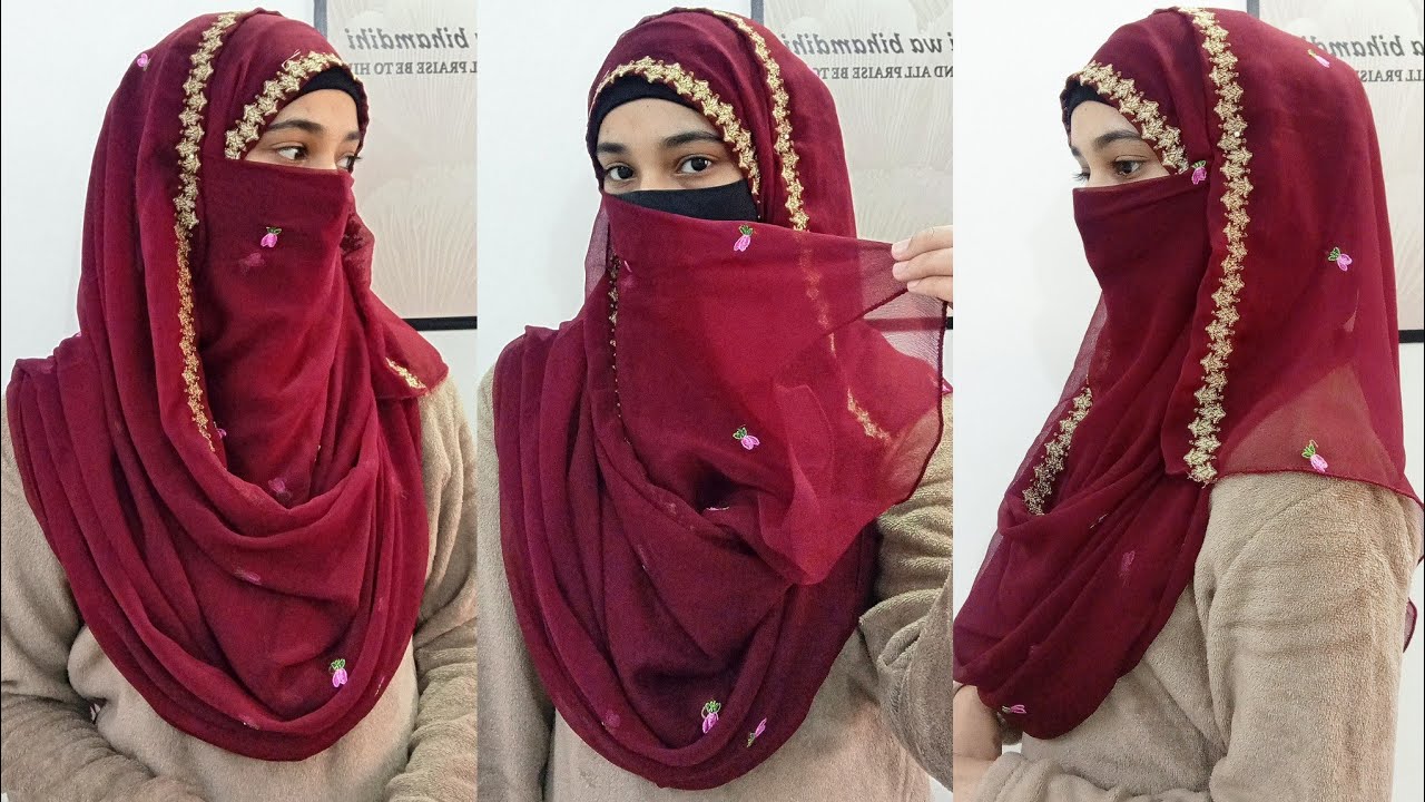 Hijab With Niqab | Full Coverage Hijab with Niqab | Hijab With Dupatta ...