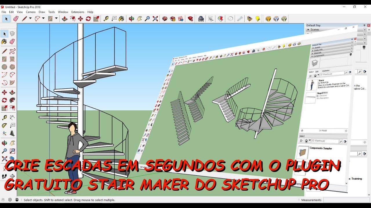 Crie escadas em segundos com o plugin gratuito STAIR MAKER para o SKETCHUP - YouTube