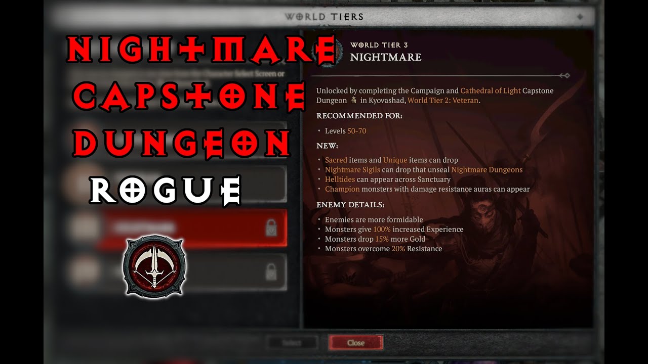 Fresh 50 Nightmare Capstone Dungeon Diablo 4 Rogue Gameplay with ...