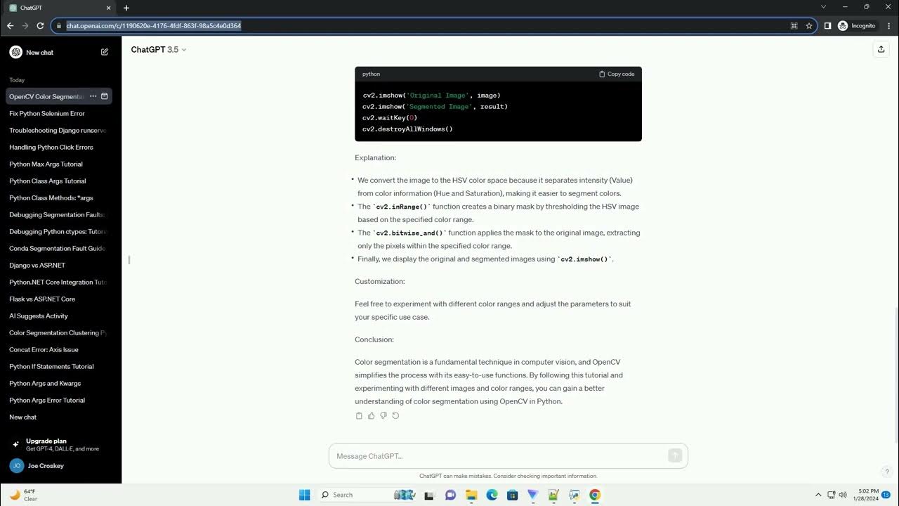 color segmentation opencv python - YouTube