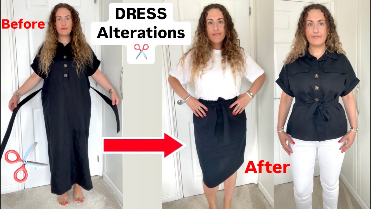 Dress Sewing Alterations, How to transform dress into Top and Skirt ...