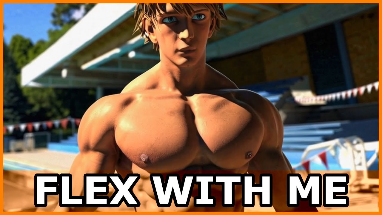 Kody Flexes His Muscles by the Pool! (Male Muscle Animations) - YouTube