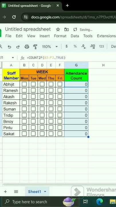 Attendance Sheet || Google Sheet Tutorials #windows #google #googlesheets #googlesheetstutorial ...