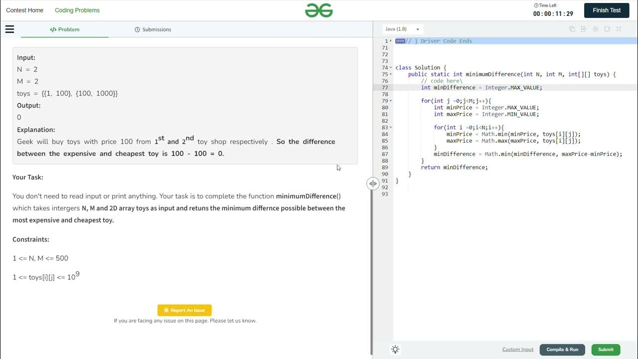 Gfg Weekly Coding Contest 141 Practice In Java Youtube