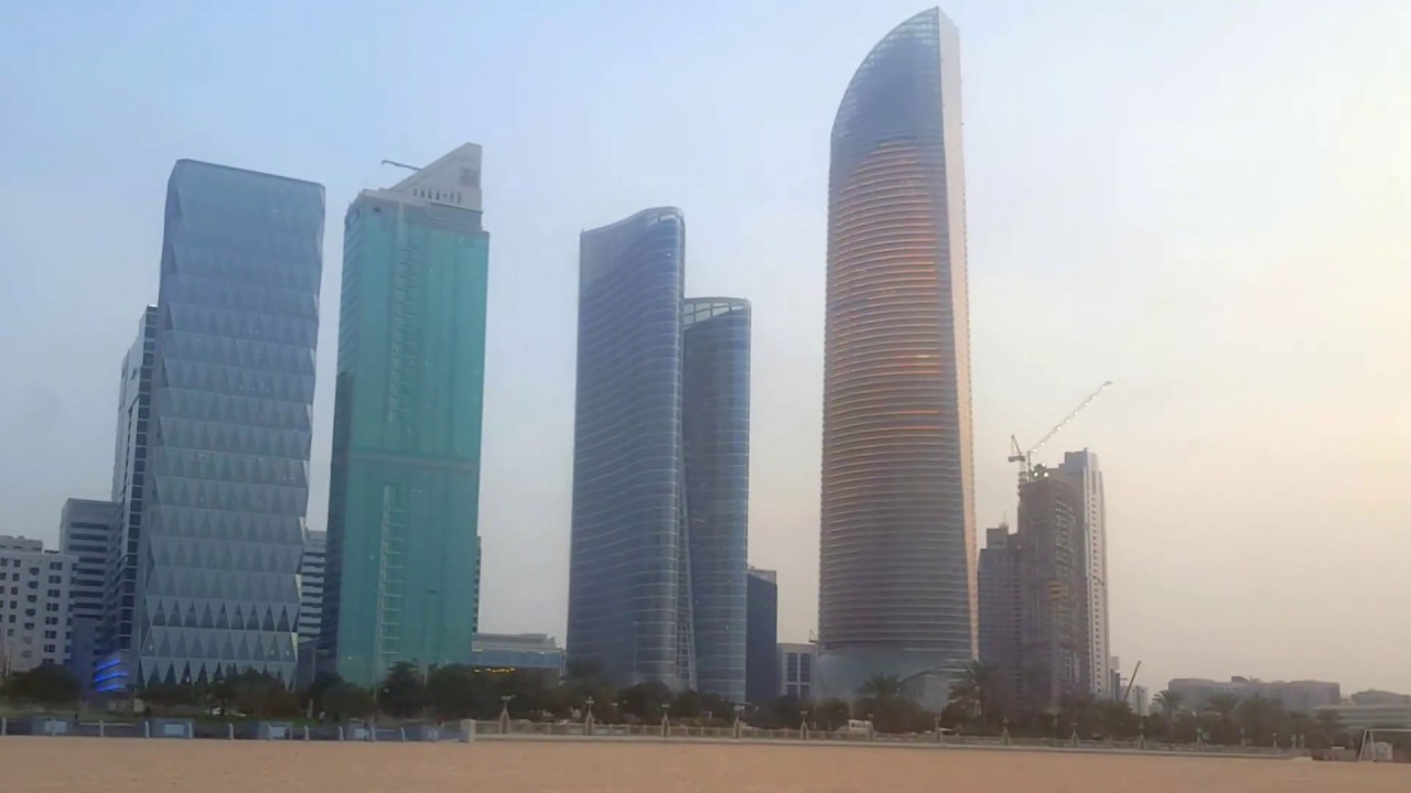 Skyscrapers and Towers View From Inside The Beach At Sunset Time - YouTube