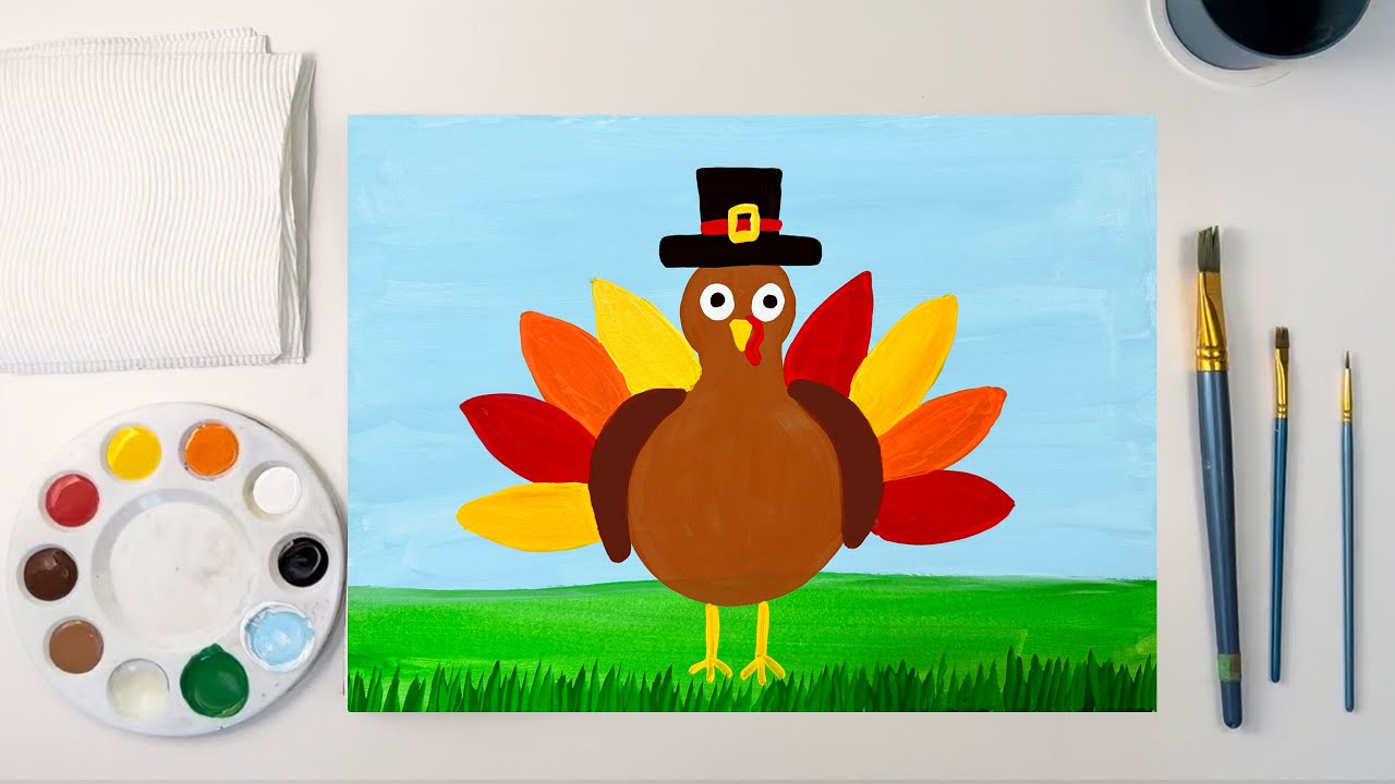 🎨 Easy Thanksgiving Turkey Painting Step by Step Tutorial for Kids and ...