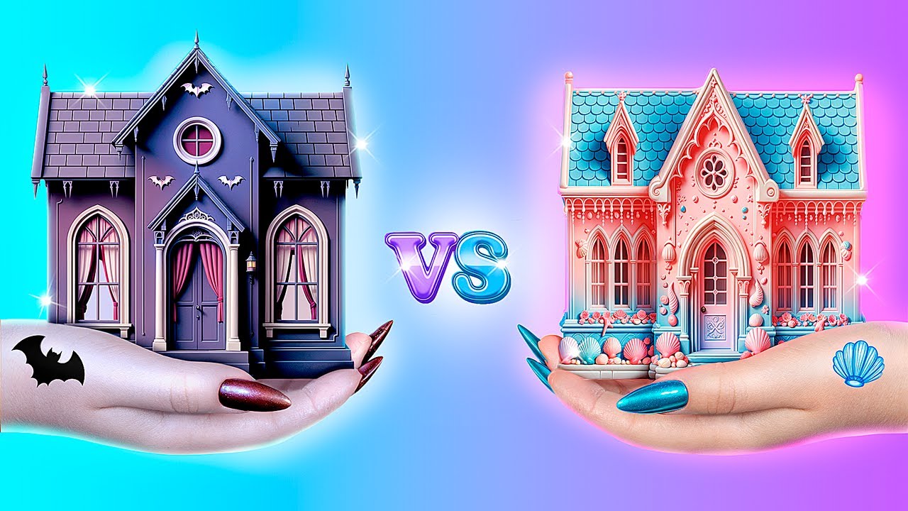We Build a Tiny House! Mermaid vs Vampire! - YouTube