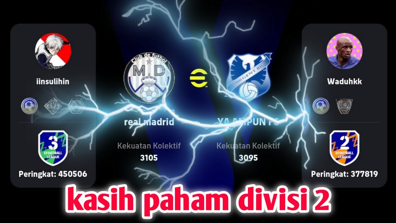 KASIH PAHAM DIVISI 2 SUKA MAIN DATA ⁉️ EFOOTBALL PES MOBILE 2024 - YouTube