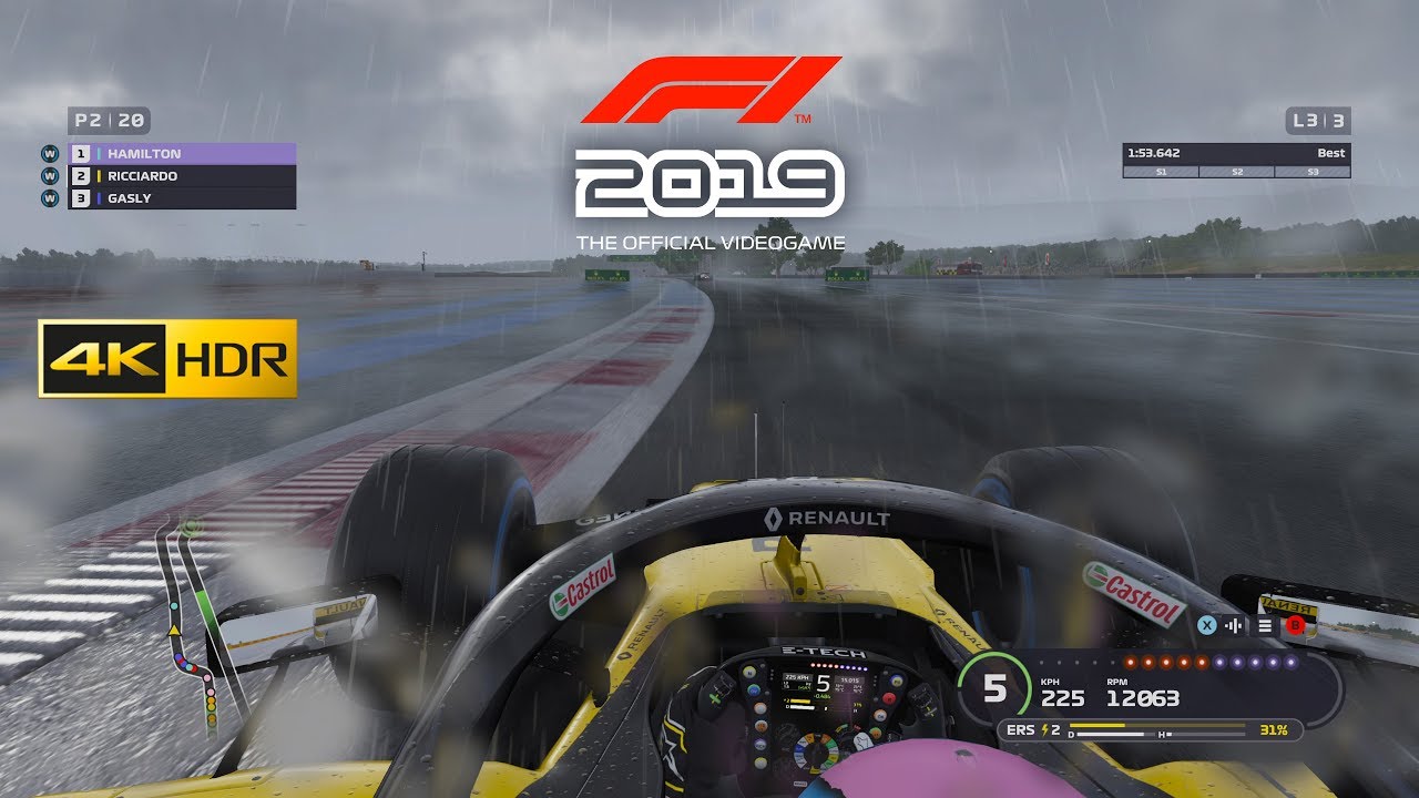 F1 2019 - 3 Lap Race at Paul Ricard in Heavy Rain [4K HDR 60FPS] - YouTube