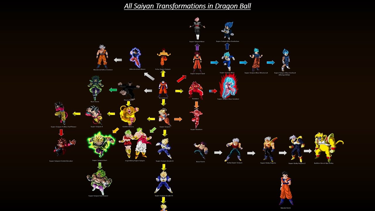 All Saiyan Transformations Tree Dragon Ball Z/ Dragon Ball GT/ Dragon ...