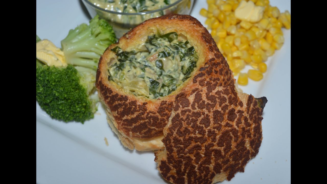 Warm mini spinach cob loaf - YouTube