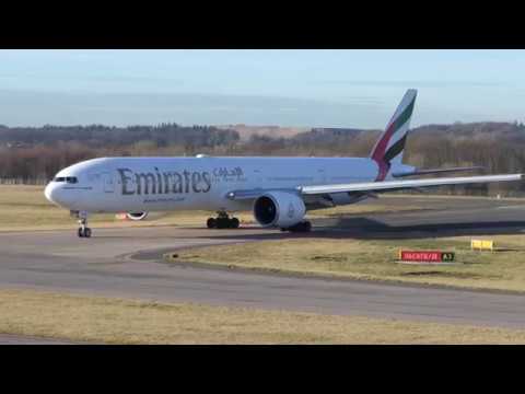 Emirates EK23 landing Edinburgh Airport 09-JAN-2019 [4K/UHD]