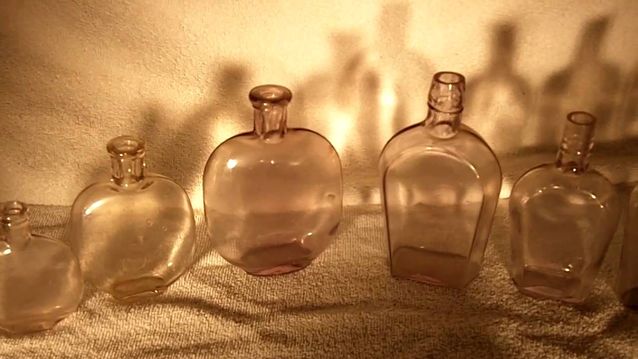 Antique Bottle Collection {Flasks} - YouTube