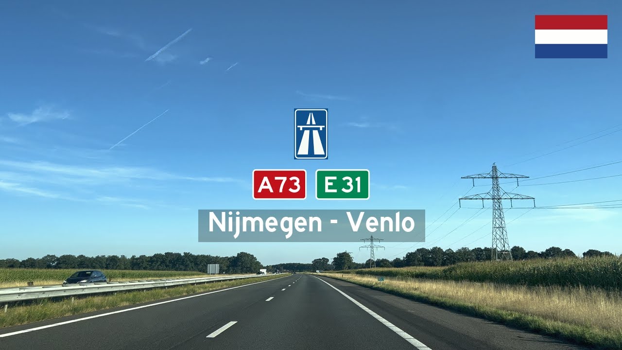 Driving in the Netherlands: Rijksweg A73 E31 from Nijmegen to Venlo ...