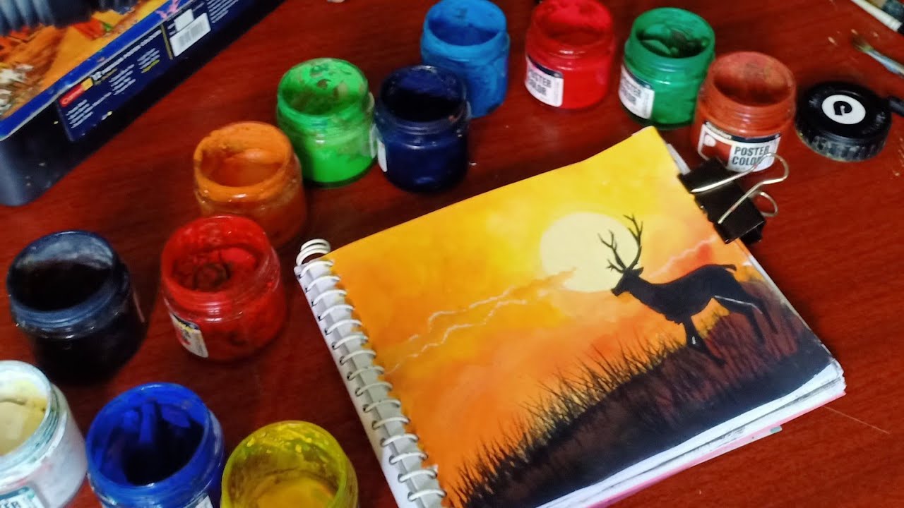 Forest night time animal deer painting - YouTube