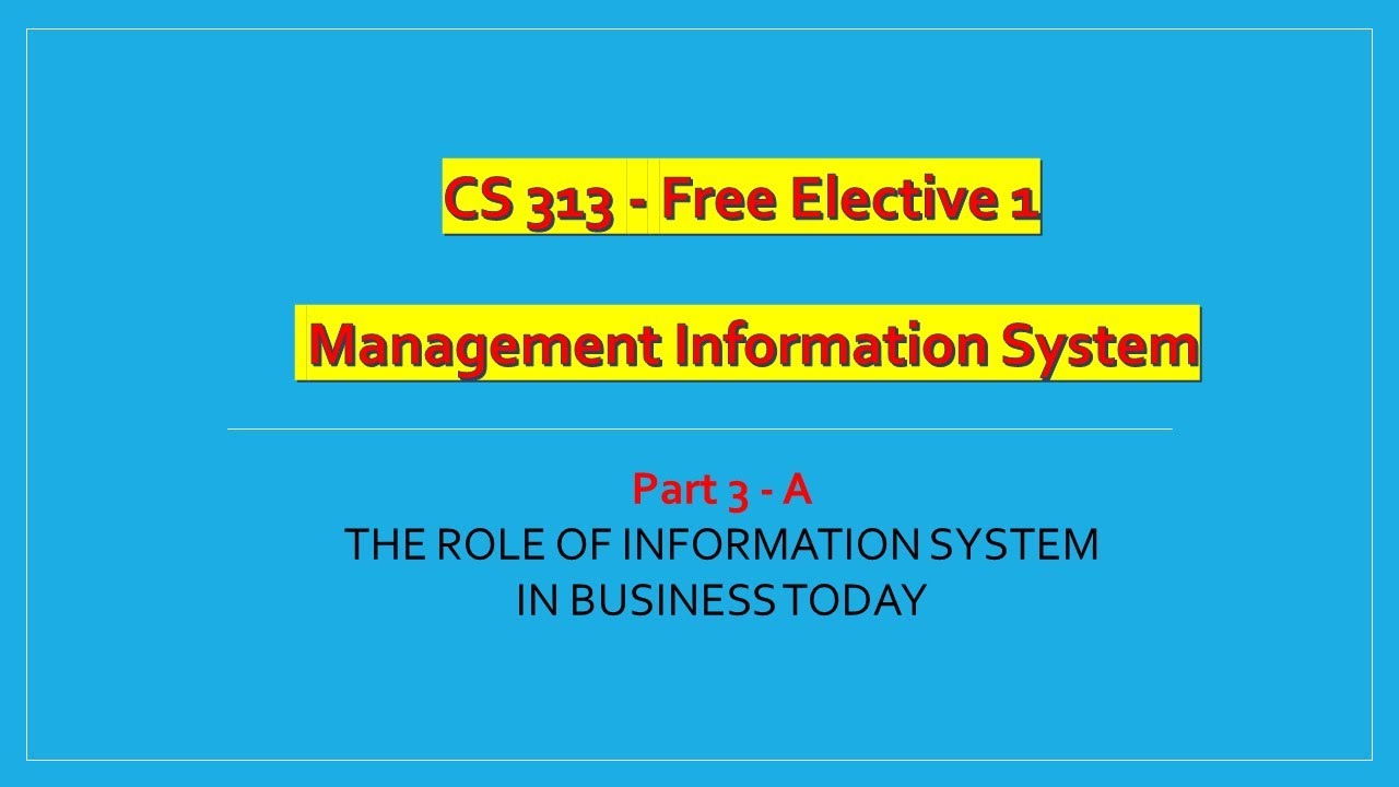 Part 3 THE ROLE OF INFORMATION SYSTEM IN BUSINESS TODAY A YouTube part-3-the-role-of-information-system-in-business-today-a-youtube