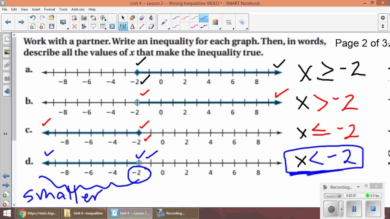 Unit 4 Lesson 2 Writing Inequalitites 6:40 - YouTube
