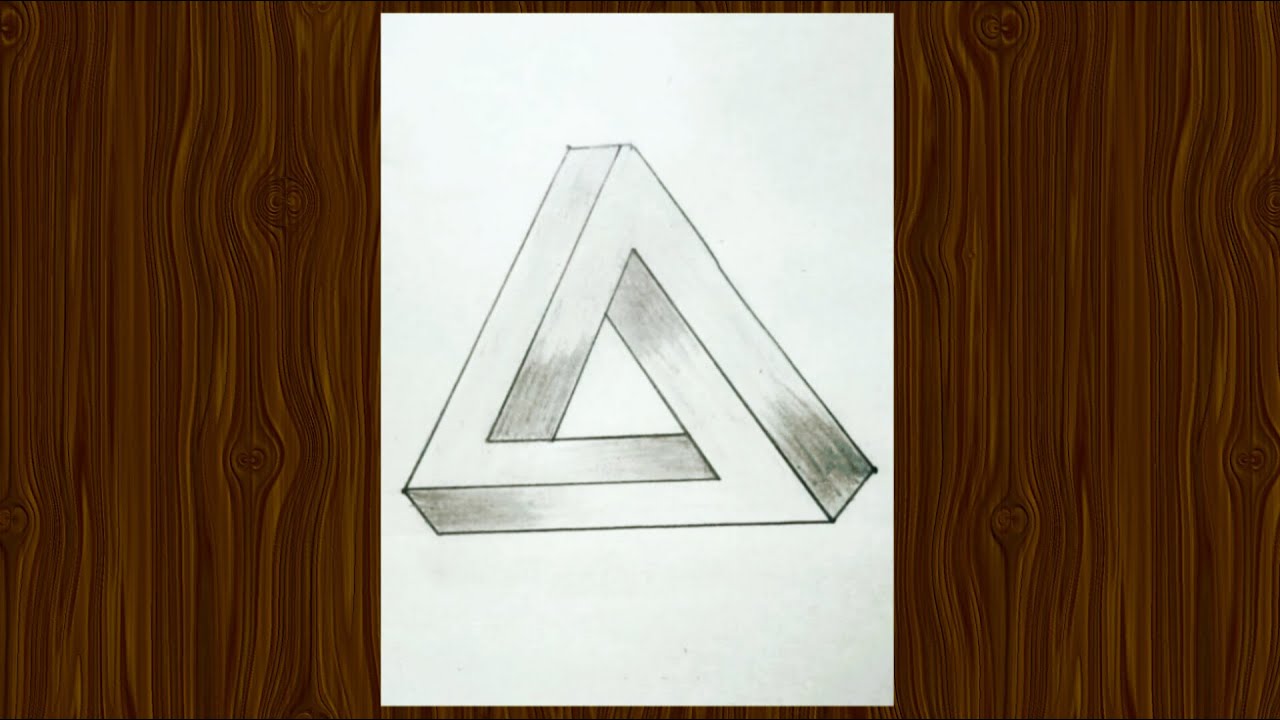 3D Drawing on paper || How To Draw Penrose Triangle || 3D Impossible ...