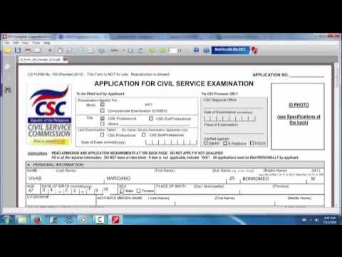 How to fill out the CS Form 100 Revised 2015 - YouTube