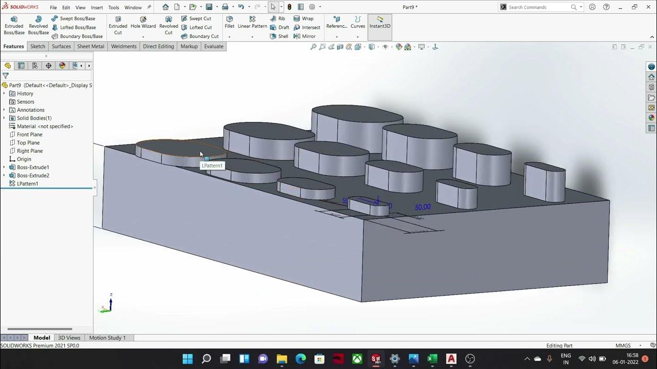 SOLIDWORKS PATTERN FEATURE Tutorial COMPLETE | Advanced Tutorial of ...