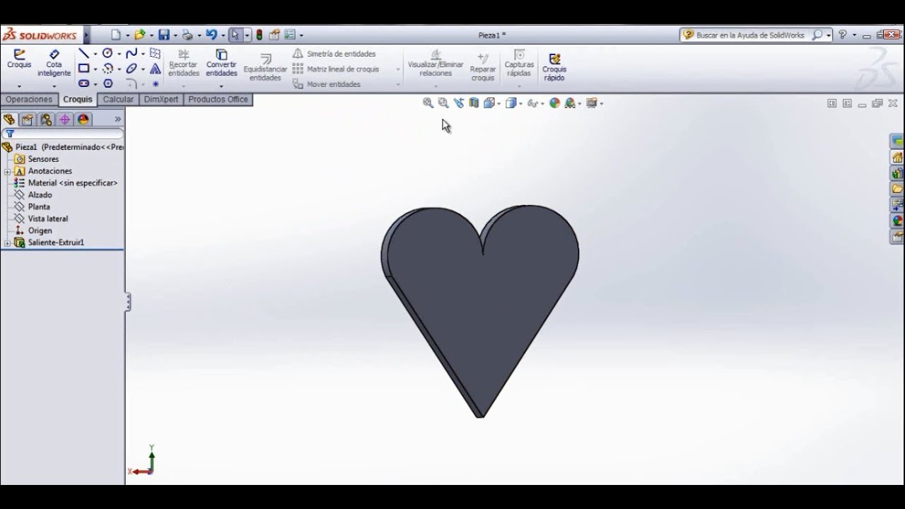 Como hacer un corazón en SolidWork - YouTube