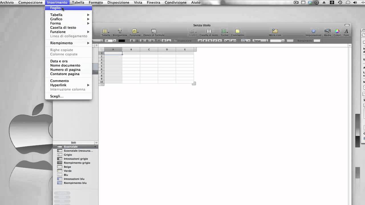 Apple videoblog 95 - Numbers '09: gestire i Fogli e aggiungere tabelle ...
