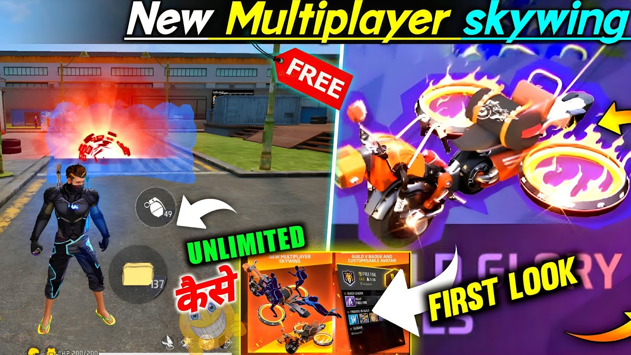 Free Fire New Multiplayer Skywing Free 😲 And us Unlimited Gloo in ...