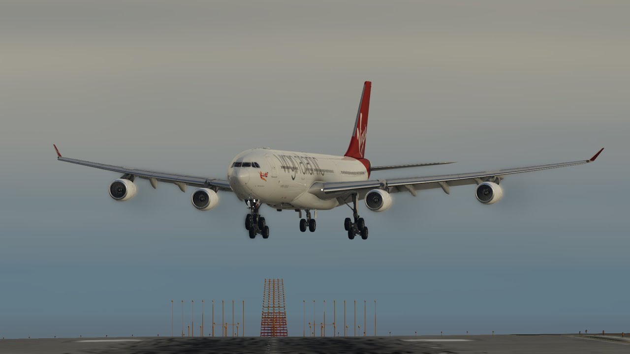 X-PLANE 12 X-WORKS A340-300 CROSSWIND LANDING GCXO-LPAZ VIRGIN ATLANTIC ...